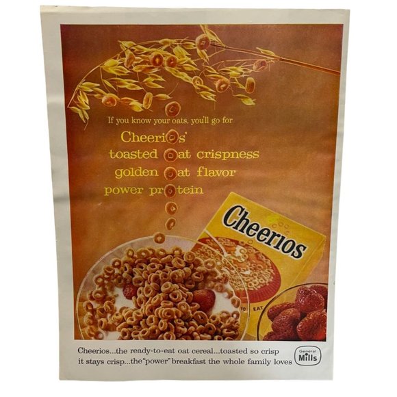 Art | Vintage 1958 Print Ad Cheerios Cereal General Mills Toasted Oats ...